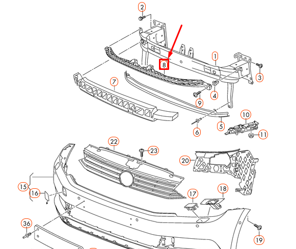Volkswagen PASSAT B8 2015 Front Bumper Holder 3G0807889 Val82590 for ...