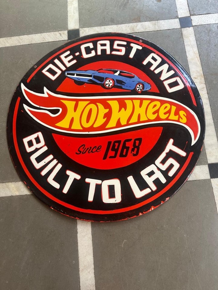 HOT WHEELS PORCELAIN ENAMEL SIGN 30" INCHES DOUBLE SIDED | eBay