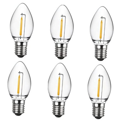 C7 LED Night Light Bulbs, Shatterproof LED 6 Count (Pack of 1) Warm ...