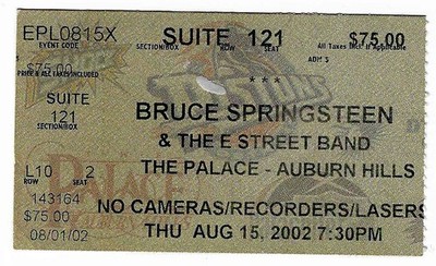 Bruce Springsteen 8/15/02 Auburn Hills MI Palace Rare Ticket Stub ...