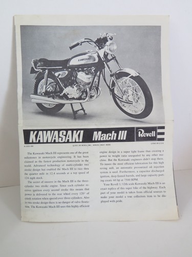 Vintage Revell Kawasaki Mach III Motorcycle Model kit H-1500 ...