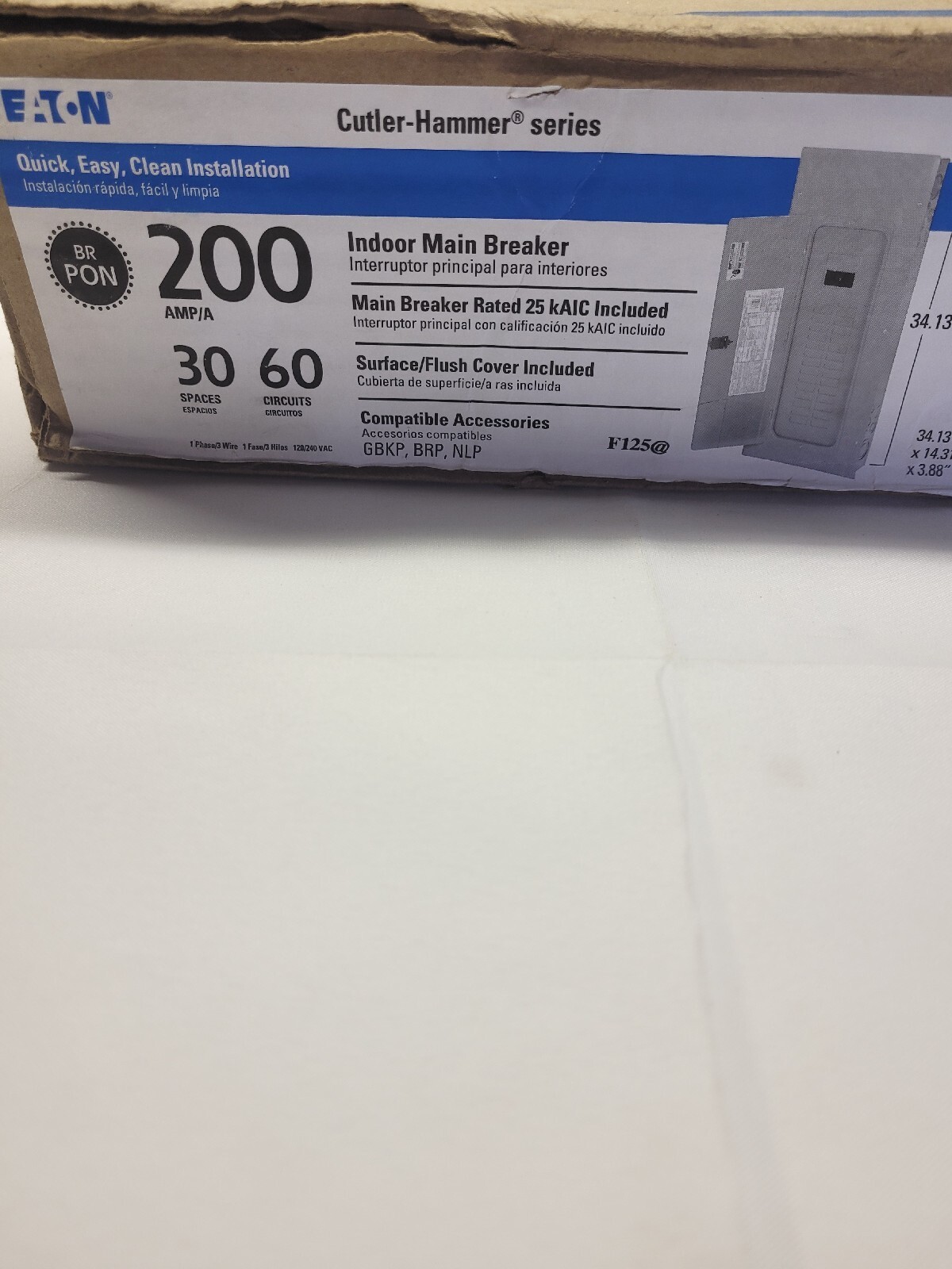 Eaton BRP30B200 Main Breaker Panel - Gray for sale online | eBay