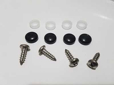 License Plate Security Screw Cap Covers WITH STAINLESS SCREWS - BLACK ...