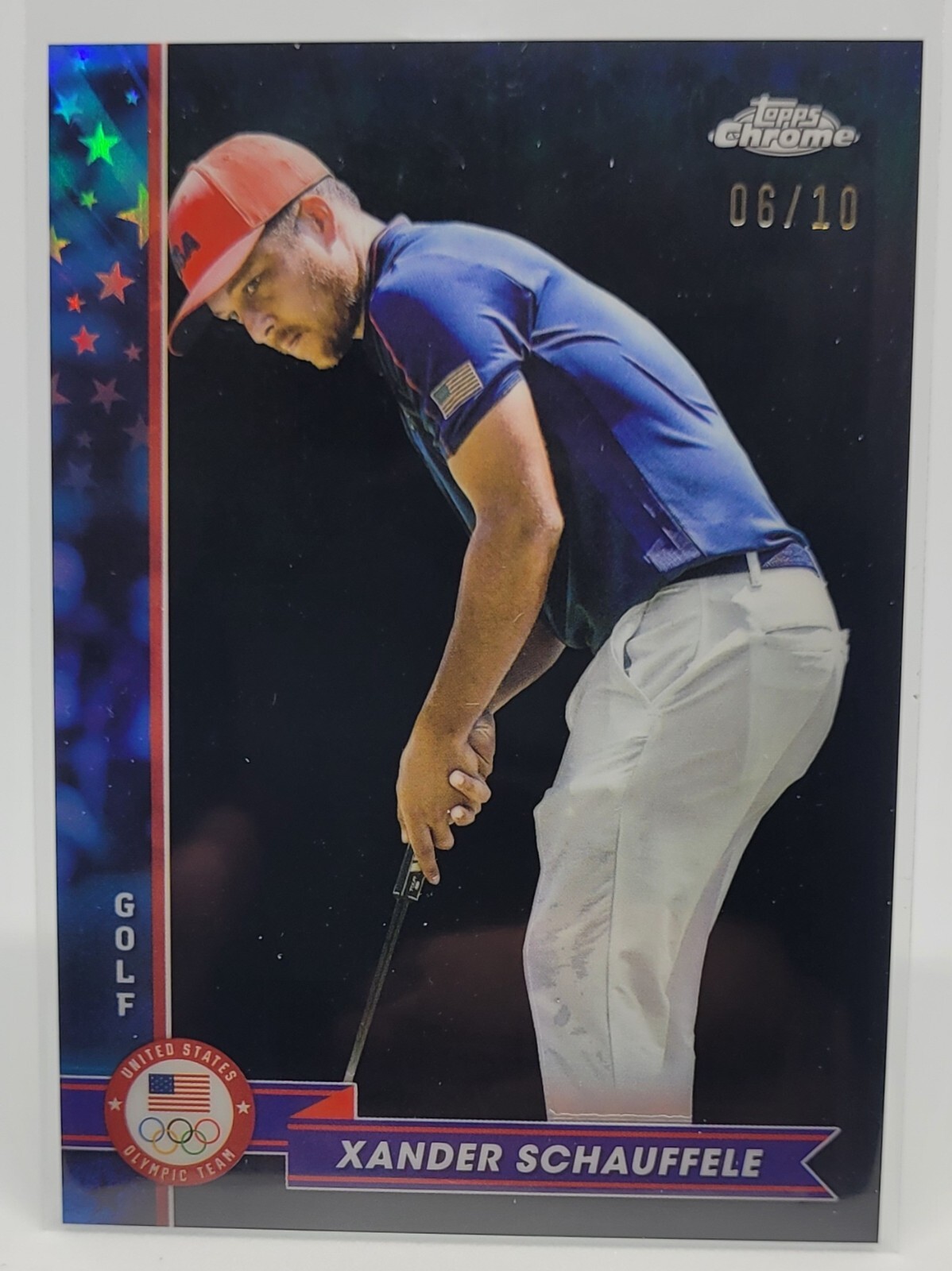 XANDER SCHAUFFELE 2024 TOPPS CHROME OLYMPIC GOLF BLACK REFRACTOR 6/10 ...