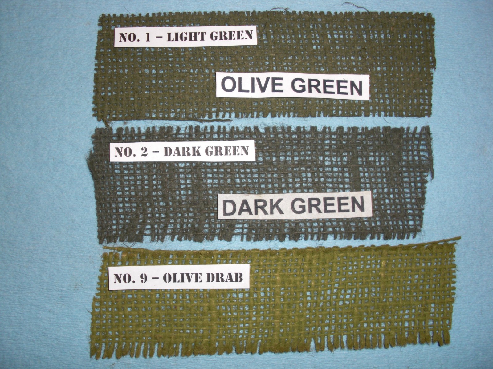 6 feet each of 3 Green colors of WWII US Army 2" Burlap Scrim (1 Color ...