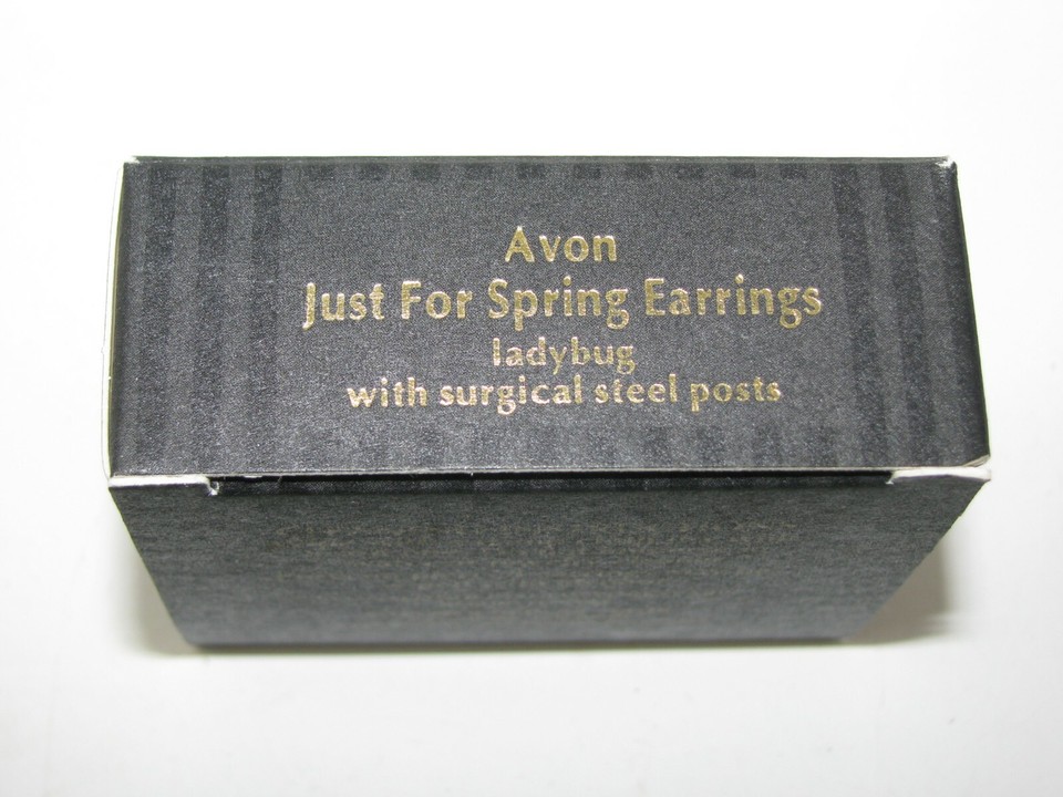 Vtg Avon Just For Spring Earrings Ladybug Pierced Goldtone Metal Enamel ...