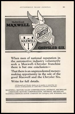1924 Maxwell Motor Sales Corp. Detroit Michigan Chrysler Six Vintage ...