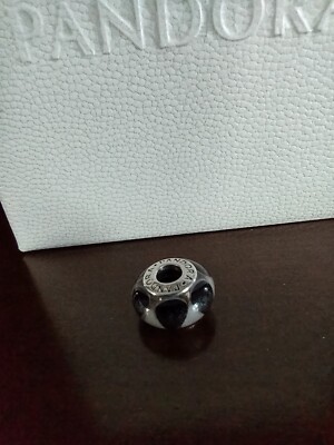 Pandora Black Gray Triangles Murano Glass Bead Bracelet Charm Sterling ...