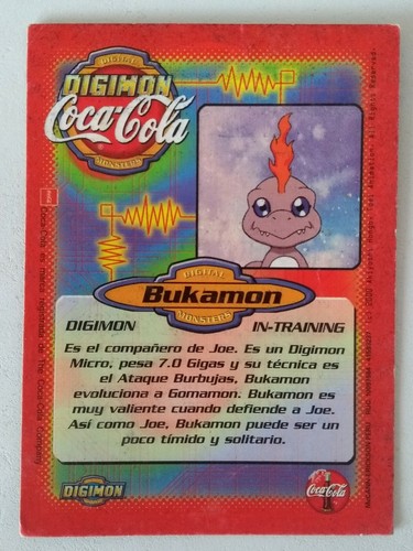 DIGIMON BUKAMON Trading Card Game COCA COLA PERU 2000 Very Rare Anime ...