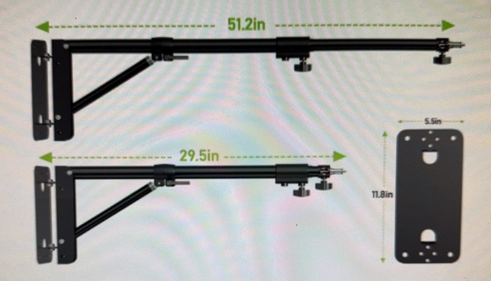Ring Light Wall Mount Triangle Boom Arm 51" 180 Rotation Camera Softbox ...