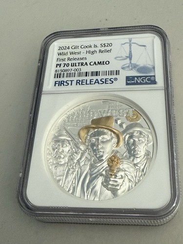 2024 Cook Islands Legends Wild West 3oz Silver Gilded Proof Coin NGC PF ...