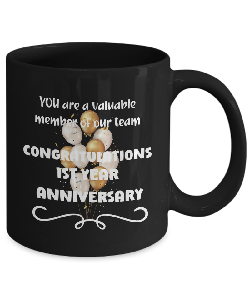 1st year work anniversary ceramic coffee mug, employee gift, office mug ...
