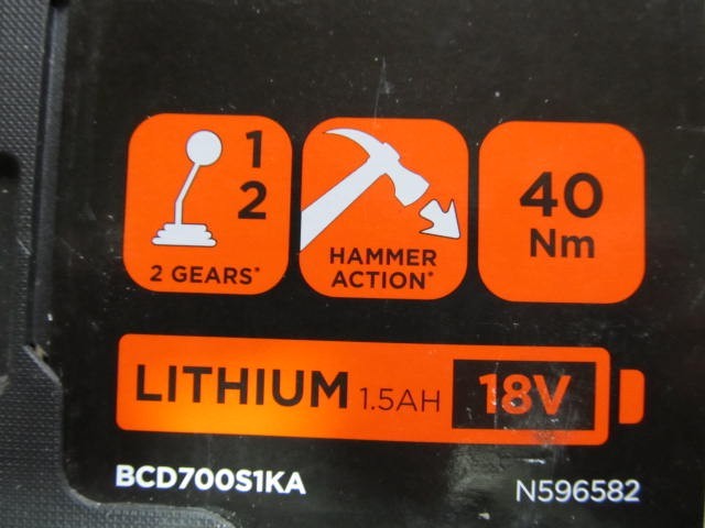 Black + Decker BCD700S Cordless Hammer Drill with 18V 1.5Ah Battery ...