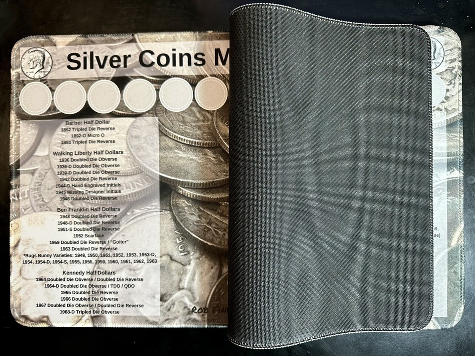11" X 17" Silver Varieties Coin Hunting Mat - Rubber Backed and Safe ...