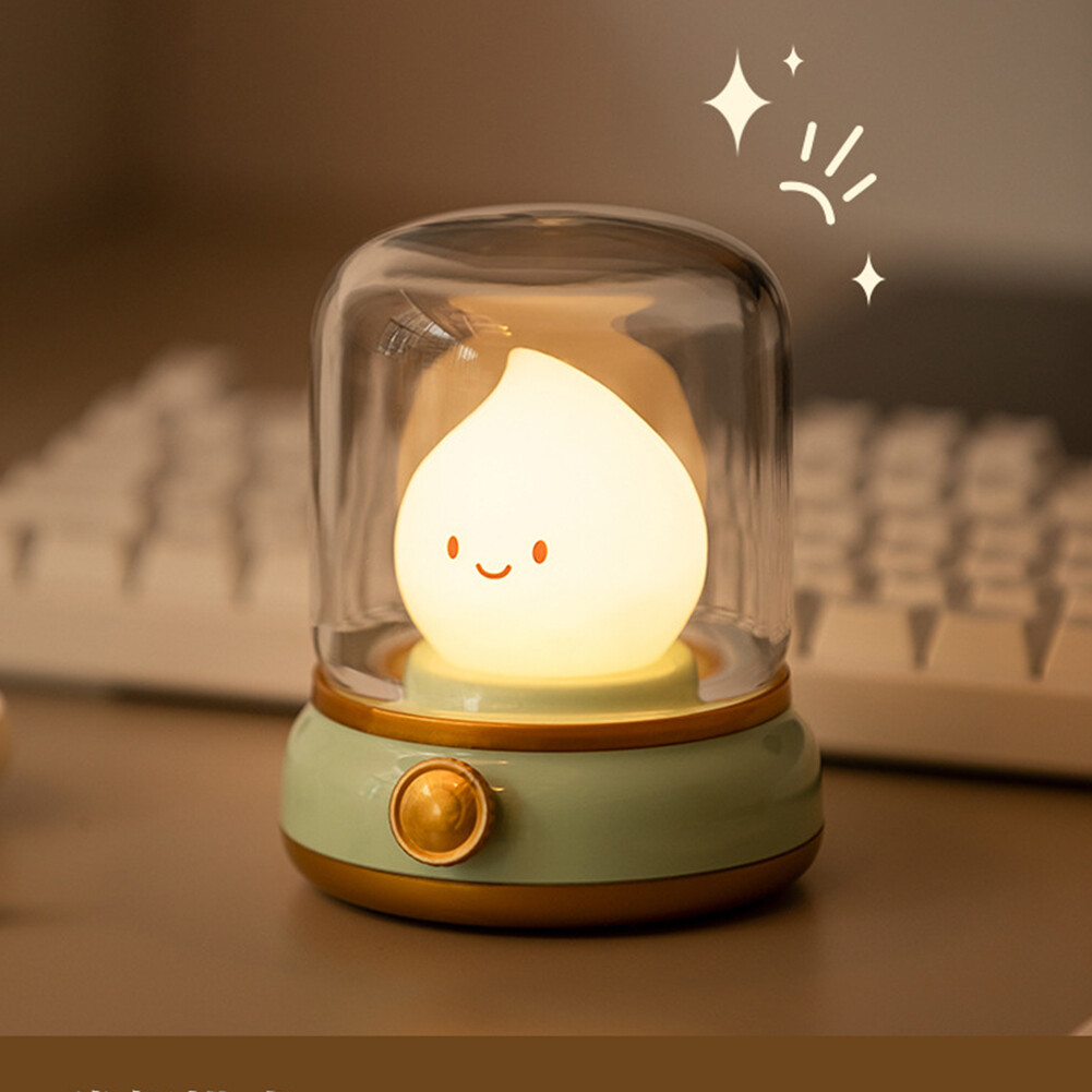Candle Night Light USB Rechargeable Sleep Soothing Silicone Flame Amber ...