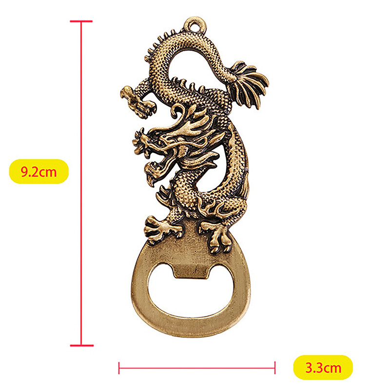 Retro Brass Dragon Head Opener Keychains Multifunctional Ancient Beast ...