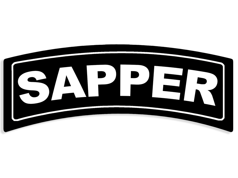 2x5 inch Black SAPPER TAB Shaped Sticker (bumper decal vet veteran ...