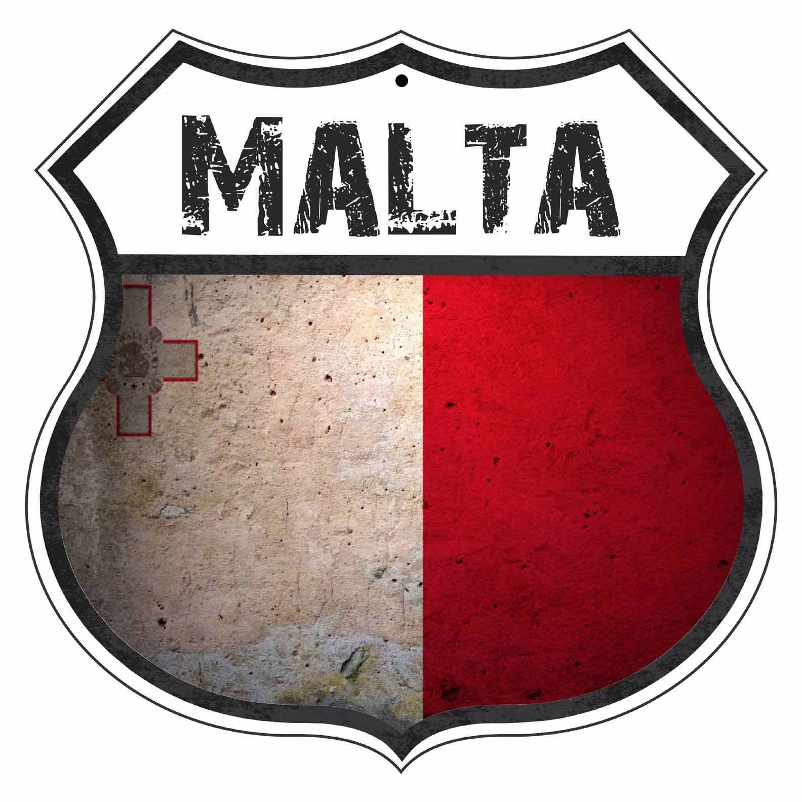 Malta Country Flag Novelty Highway Shield Man Cave Aluminum Metal Sign ...
