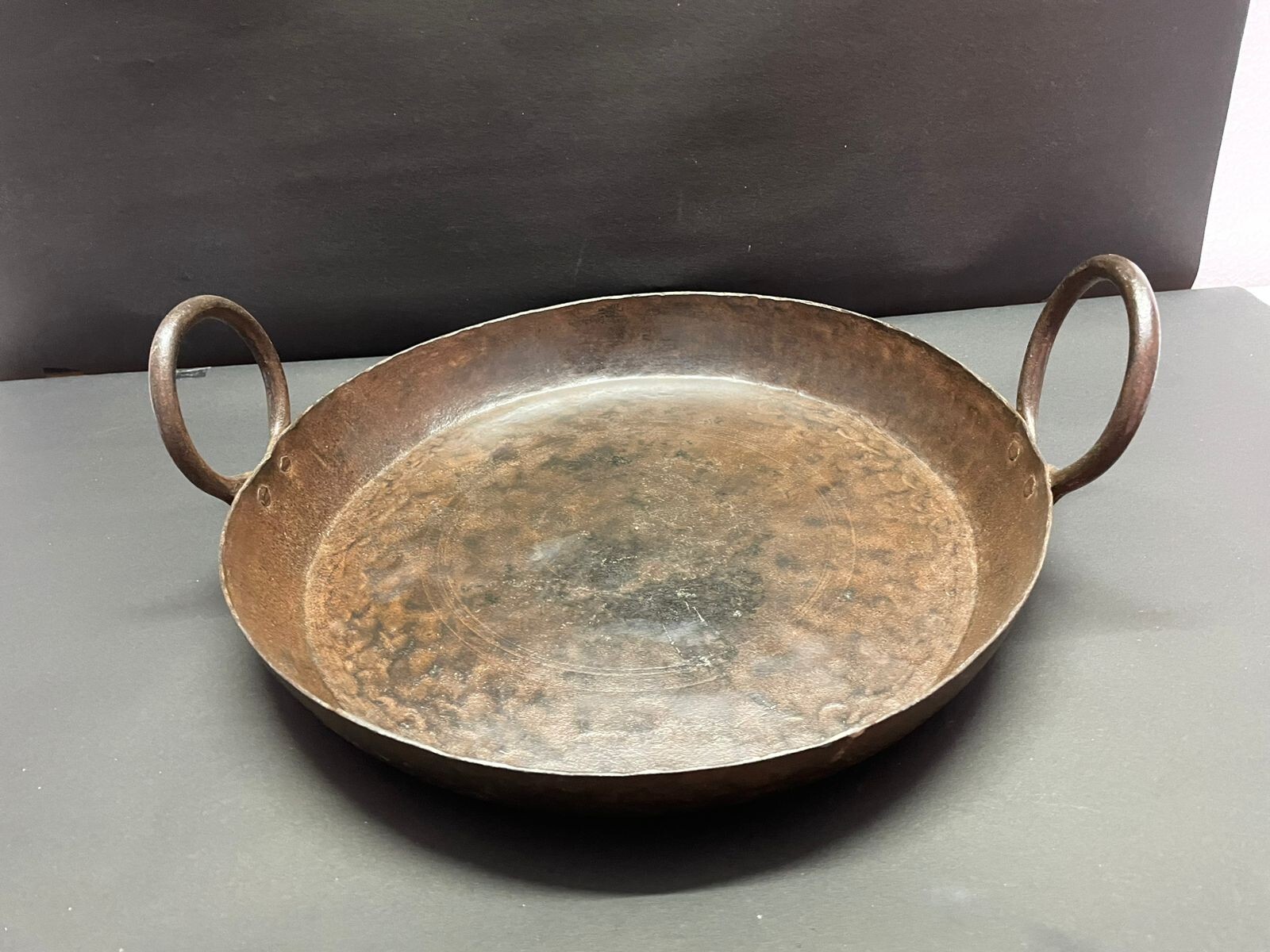 Old Antique Rare Handmade Rustic Iron Wok Kadai Deep Frying Pan ...