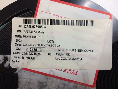 BZX84-B16 PHILIPS Diode Zener Single 16V 2% 500mW 3-Pin SOT-23 SMD 200 ...