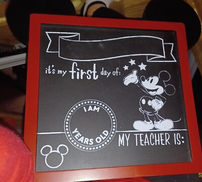 Disney Mickey Mouse Back To School First Day Chalk Board New Plz Read ...