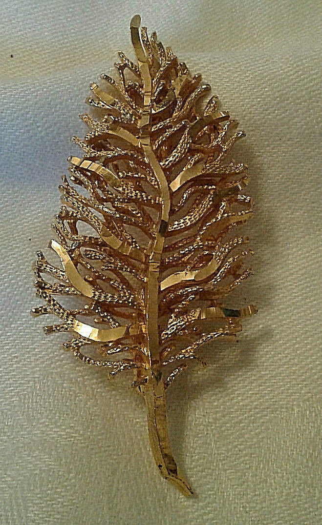 Vintage Coro(?) Layered Leaf Smooth and Brushed Gold … - Gem