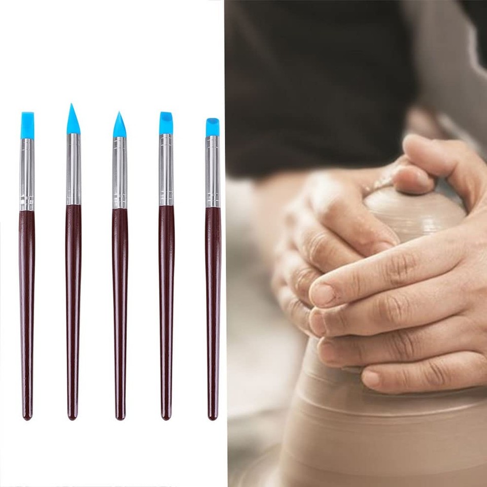 Silicone Clay Sculpting Tool 5PCS Rubber Tip Silicone Brushes Pottery ...