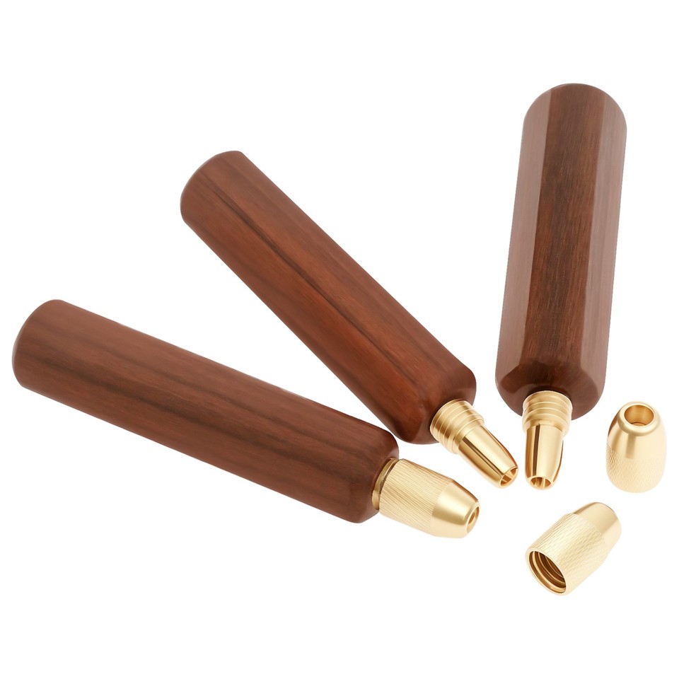 3Pcs Diamond Needle File Handle Wooden File Handle with Brass Collet ...