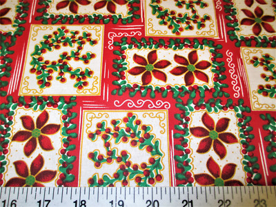 Discount Fabric Quilting Cotton Christmas Poinsettia and Holly Frames ...