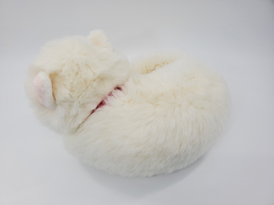 La Paloma White Persian Cat w Red Bow Rattle Furry 13" Plush Stuffed ...