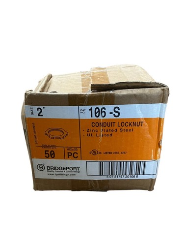 Bridgeport 106-S Conduit Locknut Zinc Plated Steel 2" (Box of 50 ...