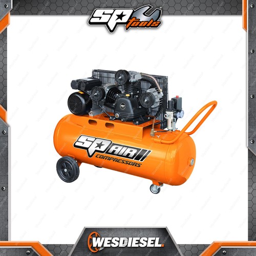 SP Tools 15A 3Hp Belt Drive Air Compressor - Triple Cast Iron Portable ...