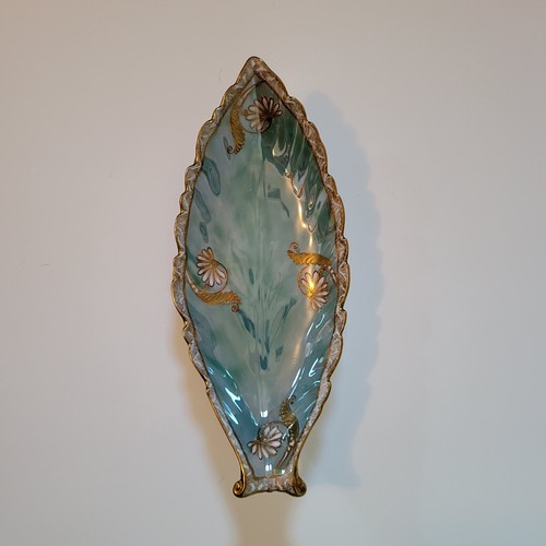 Vintage Noritake Leaf Shaped porcelain Dish Floral Pattern Hand Painted ...