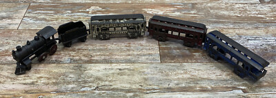 Antique Cast Iron Train Set Original Erie Railroad Poncelot 5 Pieces ...