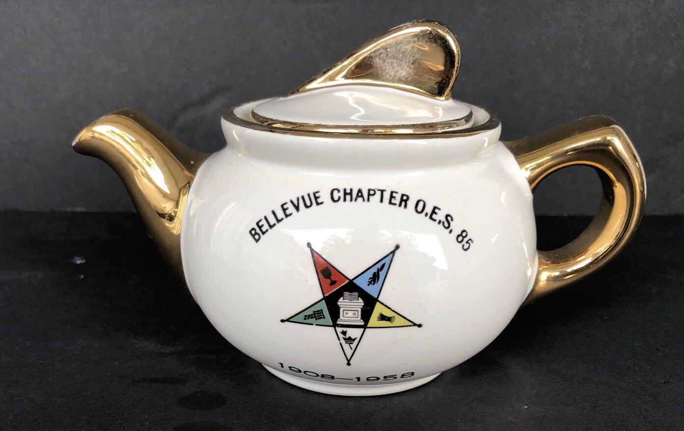 Masonic Teapot Order of the Eastern Star 1908-1958 OES Seibert Co, OH ...