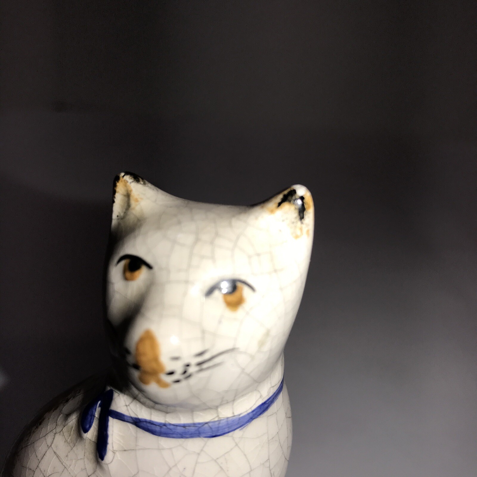 Antique Pair Of Staffordshire Calico Spongeware Cats Cobalt Blue ...