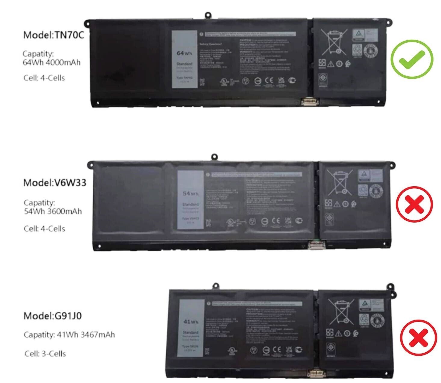 64Wh 15.2V Battery for Dell Vostro 16 5620 5625 5630 5635 13 5310 XDY9K ...