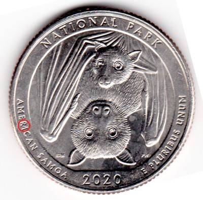 2020 Washington "Bat" Quarter American Samoa "National Park" ERROR OOAK ...