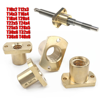 Lead Screw Flanged Brass Nut T10-T40 Right/Left Hand Trapezoidal Thread ...