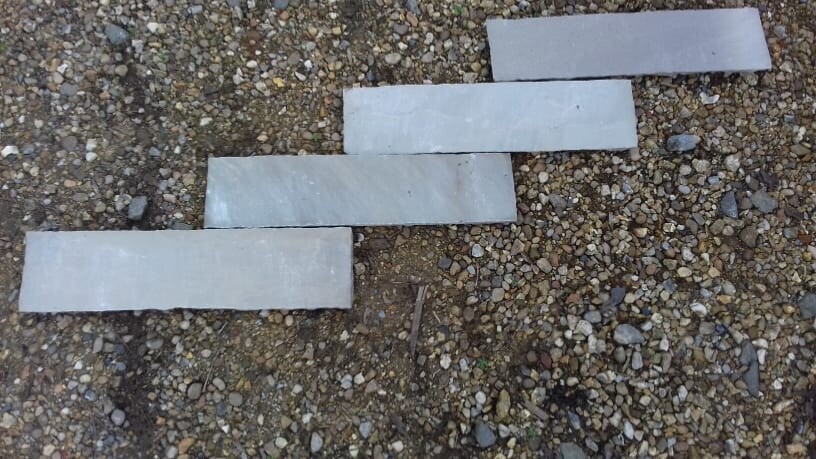 SANDSTONE PAVING SLABS/STRIPS. 600 x 150 x 30-35mm. Approx 500 ...