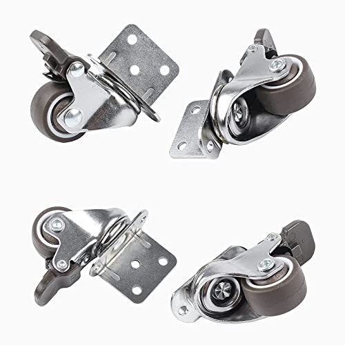 1'' Swivel Plate Caster Wheels with Brake L-Bracket Side Mount TPR 1" L ...