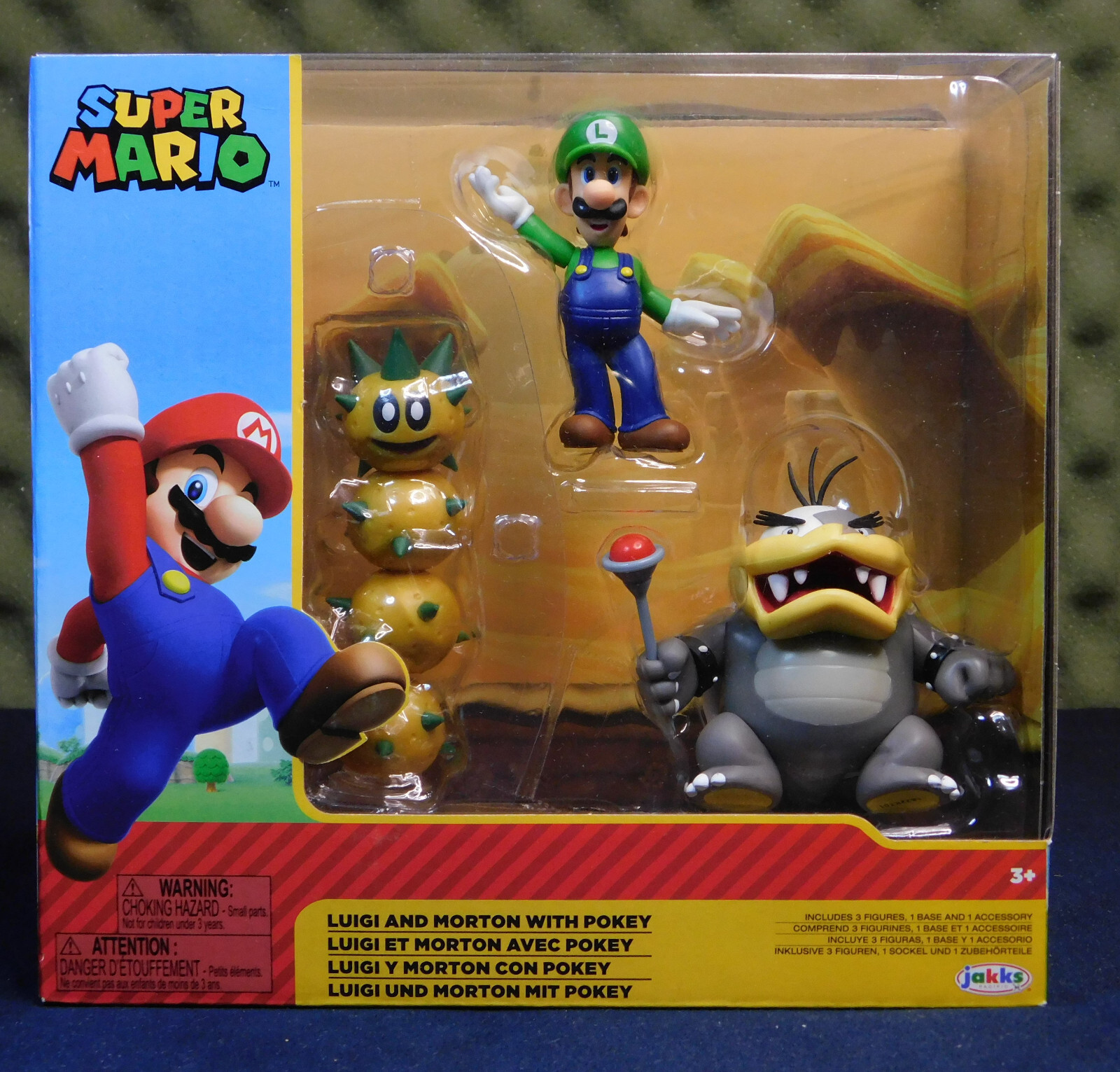 JAKKS Pacific Super Mario Luigi and Morton with Pokey 3-Figure Set ...