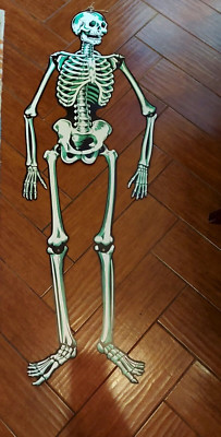 Large VINTAGE BEISTLE CO JOINTED Door 2 SIDED Halloween SKELETON 55 ...