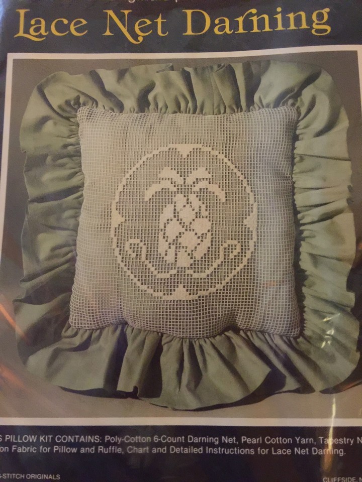 Cross-Stitch Originals Pineapple Lace Net Darning Kit Green Vintage ...