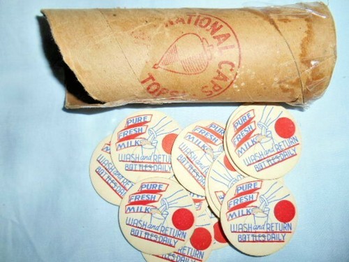 Lot of 73 Vtg NOS Paper Milk Bottle Caps Pull Tab Dairy "Pure Fresh ...