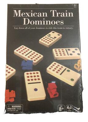 Mexican Train Dominoes 91 Tile Pieces 9 Plastic Trains 1 Scorepad NEW ...