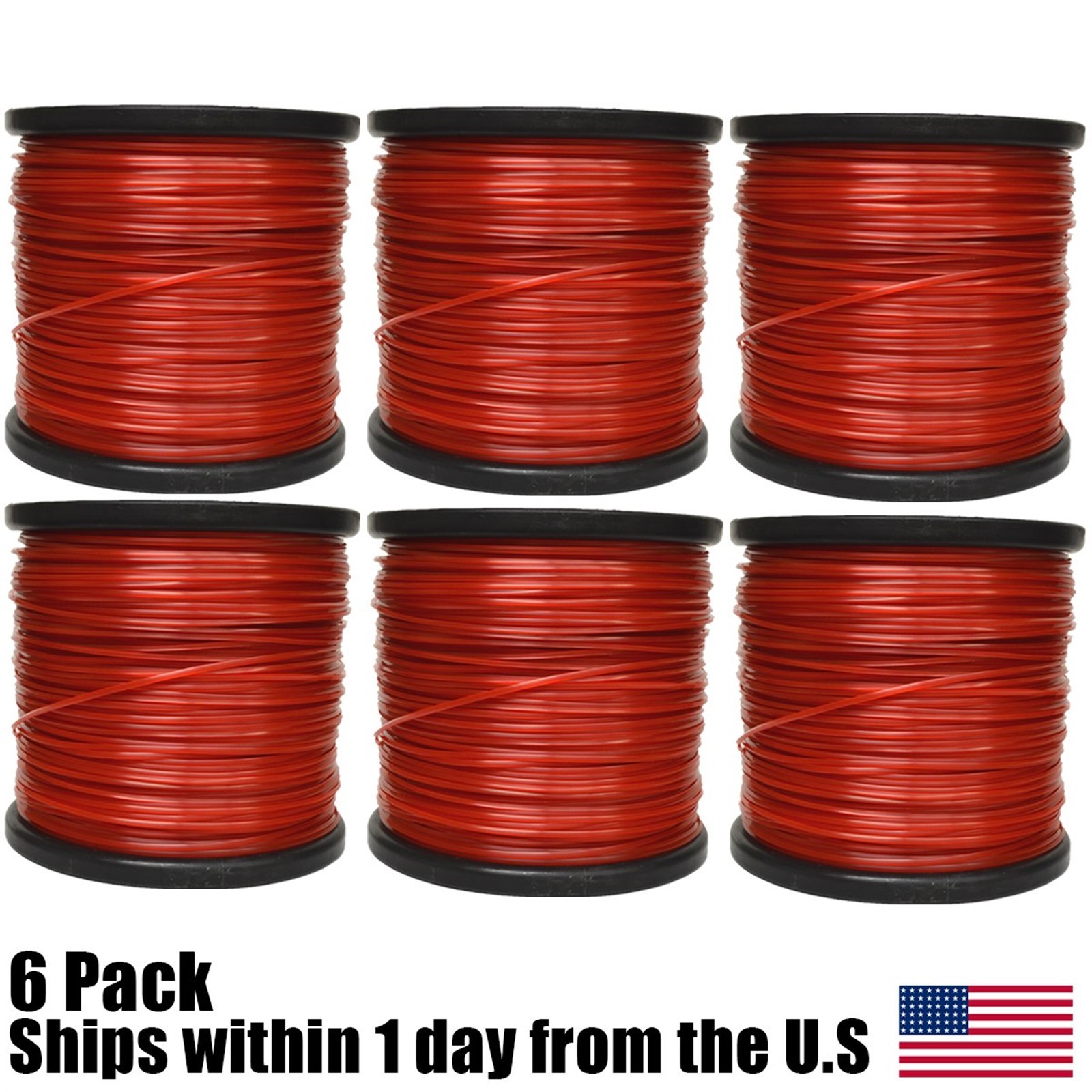 6PK 5lb .095 Square Red Commercial String Trimmer Line For Echo Stihl ...