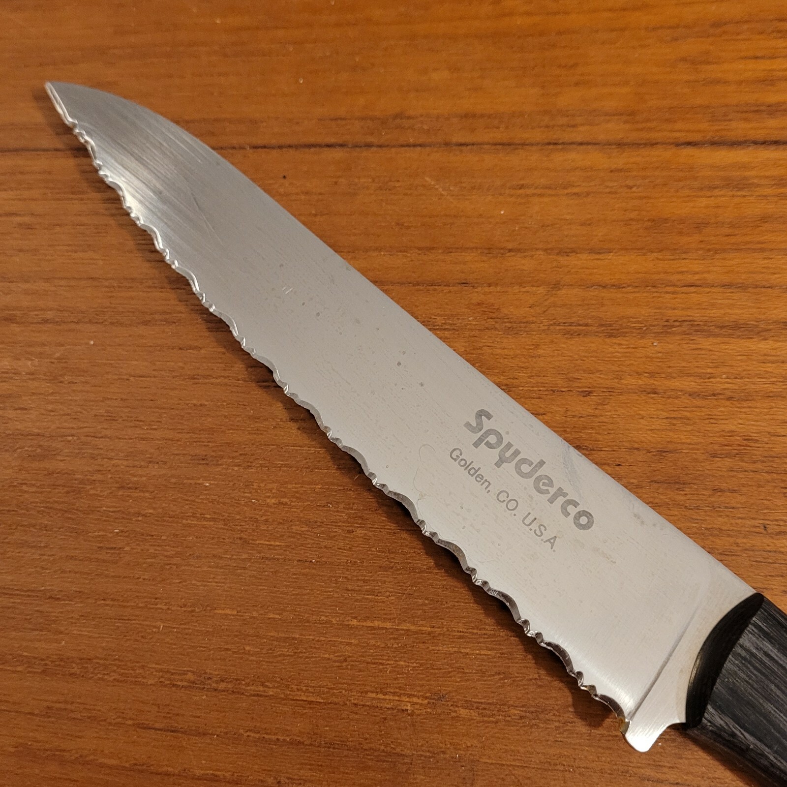 Vintage Spyderco Masahiro Japan 6" Utility Kitchen Knife Wood Handle Hi ...