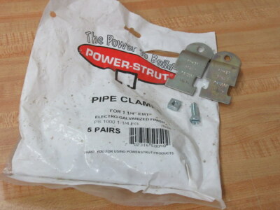 Power Strut PS 1000 1-1/4 1-1/4" EMT Pipe Clamp PS1000114 5 Pairs (Pack ...