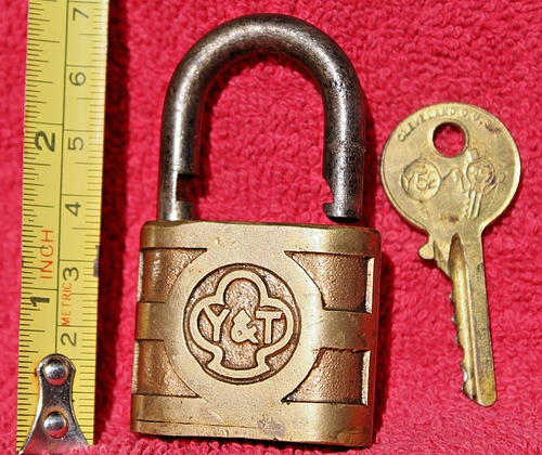 Y&T Cast Brass Padlock Antique Yale & Towne Lock Stamford Connecticut ...